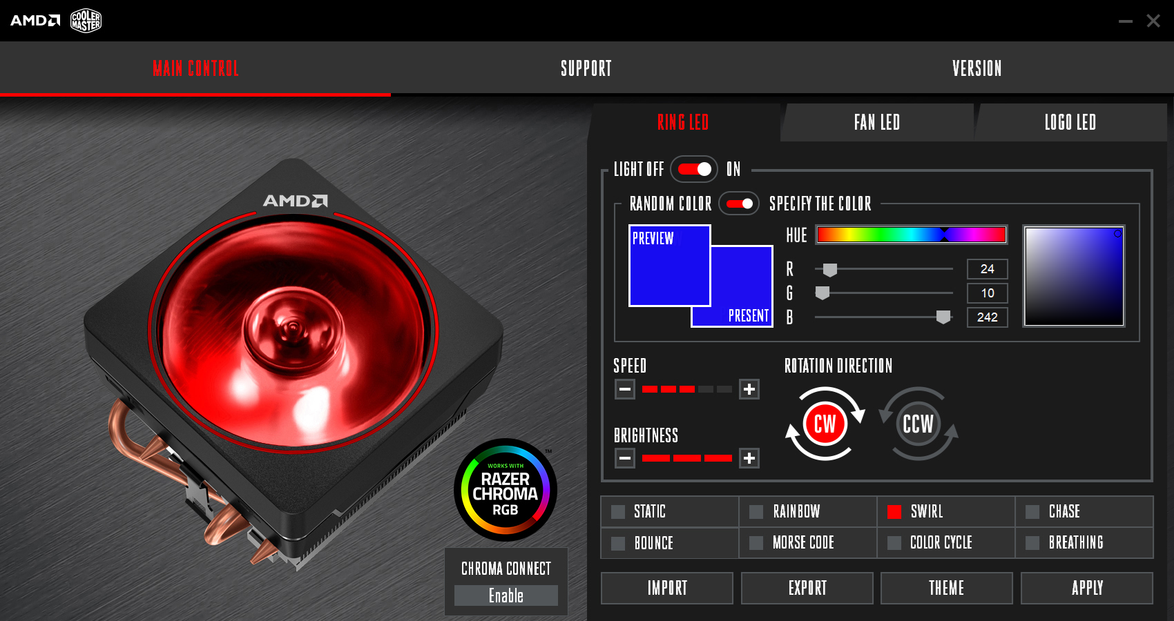 AMD純正CPU CoolerのLEDを制御してみました: KazHatブログ